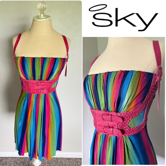 Sky | Dresses | New Sky Brand Multi Color 0silk Mini Dress | Poshmark